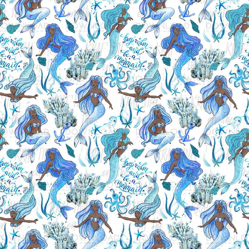 Mermaid Paper Pack Watercolor Mermaid Digital Paper Mermaid Paper ...