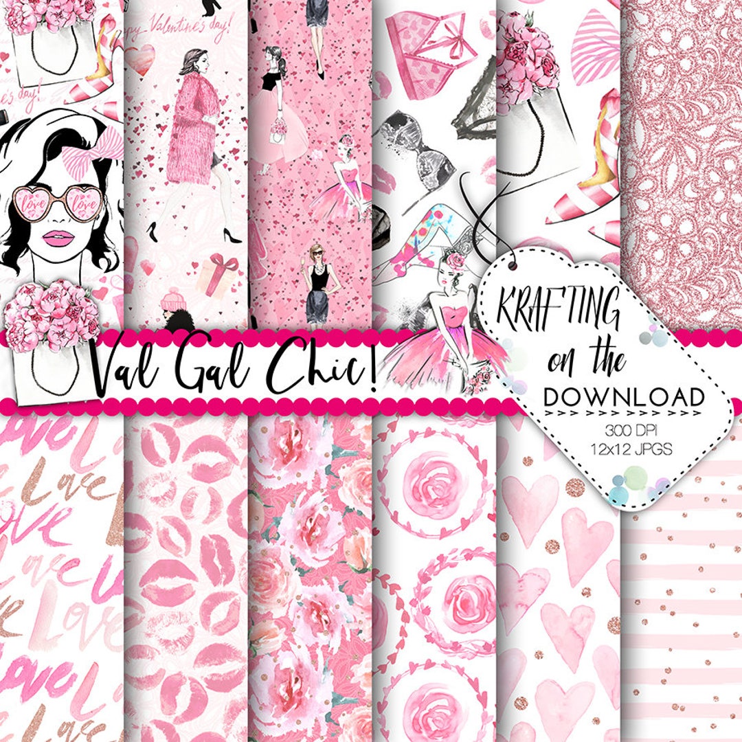 Watercolor Valentines Day Digital Paper Watercolor Valentine's Day ...
