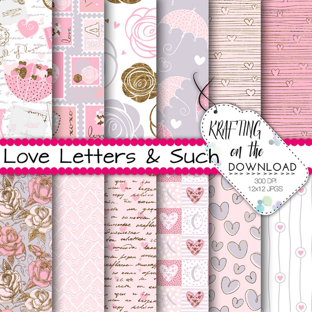 Valentine Paper Pack Romantic Love Paper Pack Stamps Valentines Paper ...