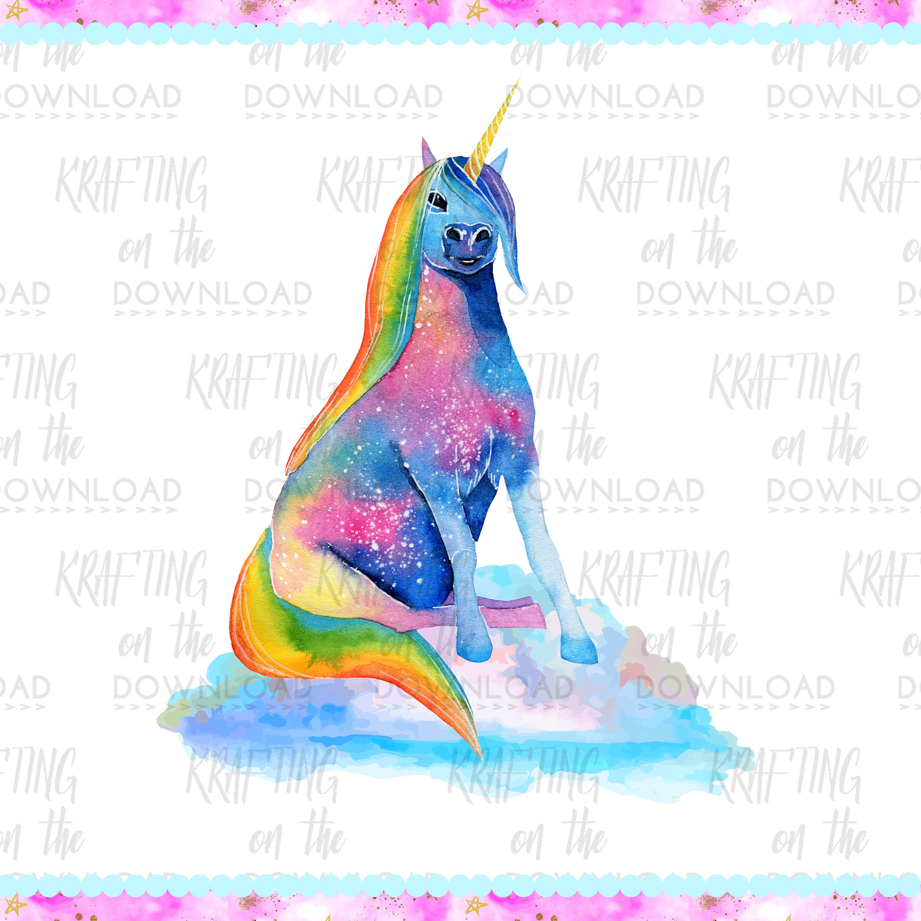 Unicorn Clipart Watercolor Unicorn Clip Art Bright Unicorn | Etsy