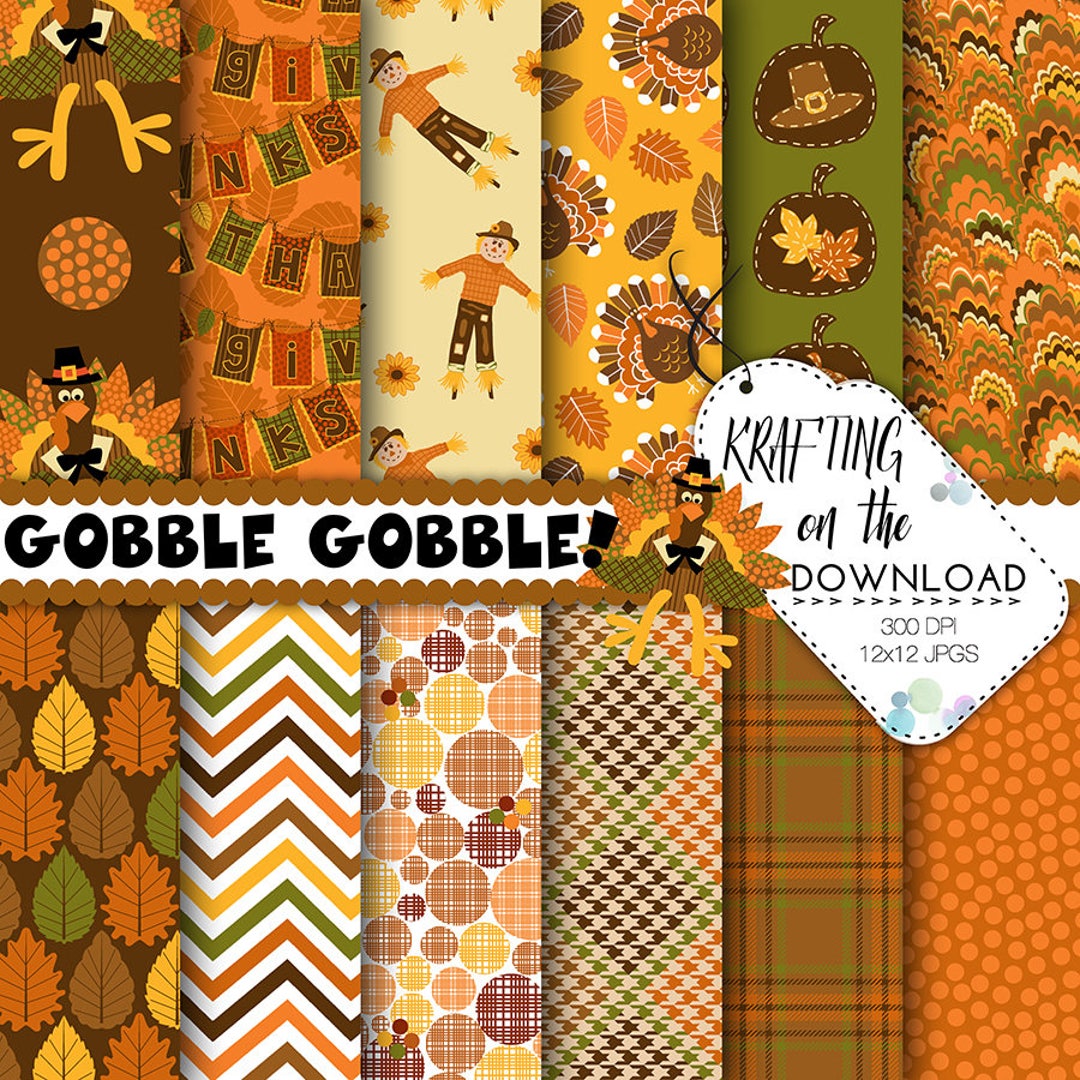 Thanksgiving Paper Pack Fall Paper Pack Autumn Paper Pack Turkey ...
