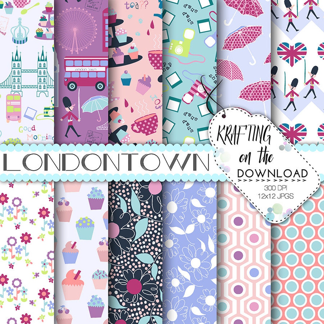 Travel Paper Pack London Digital Paper Tea Time Pastel Paper Pack ...