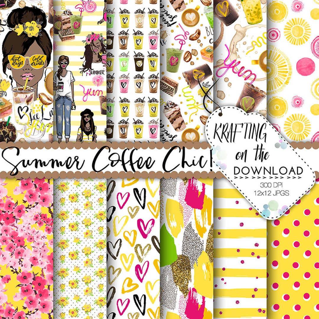 Watercolor Iced Coffee Paper Pack Watercolor Coffee Digital Paper ...