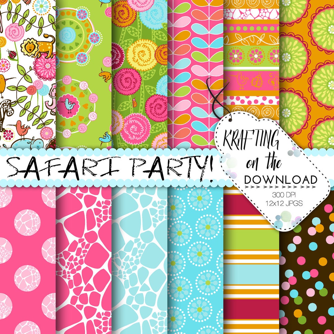 Summer Paper Pack Instant Download Jungle Paper Pack, Zoo Animal Paper ...
