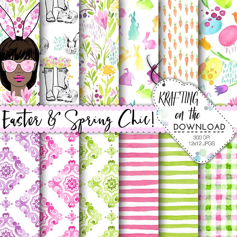 Easter Digital Paper - Etsy