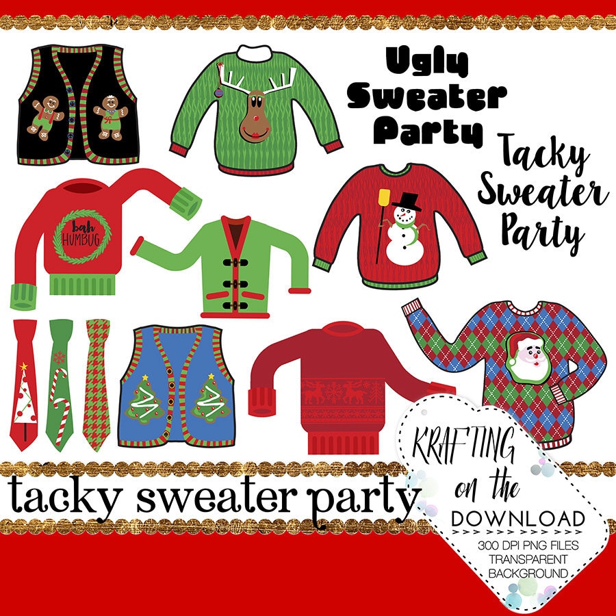 Tacky sweater clipart set ugly sweater clip art png file | Etsy