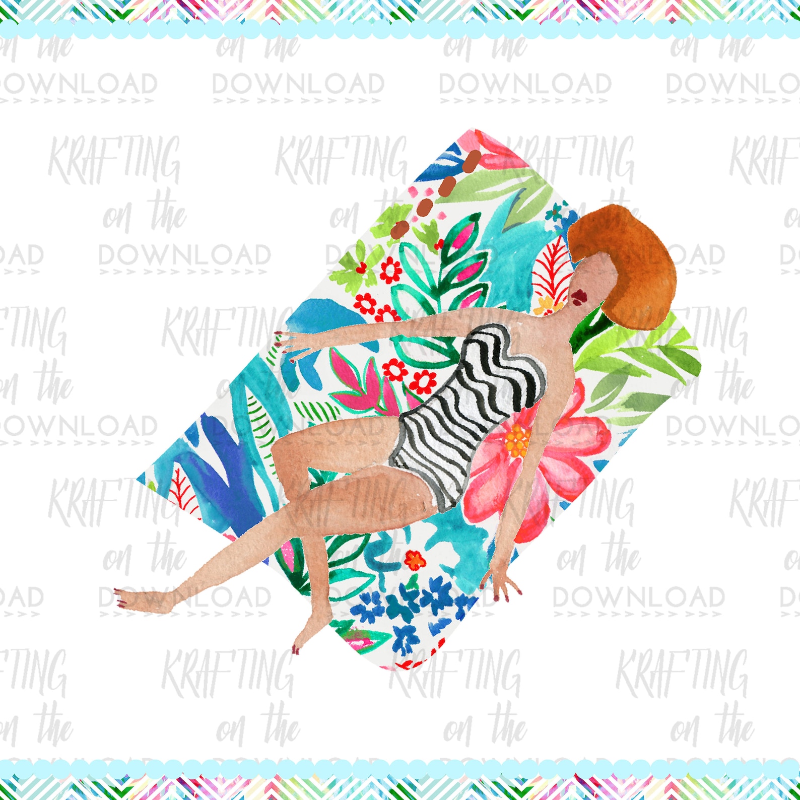 Watercolor Beach Girl Clipart Png File Watercolor Beach Girl Clip Art ...