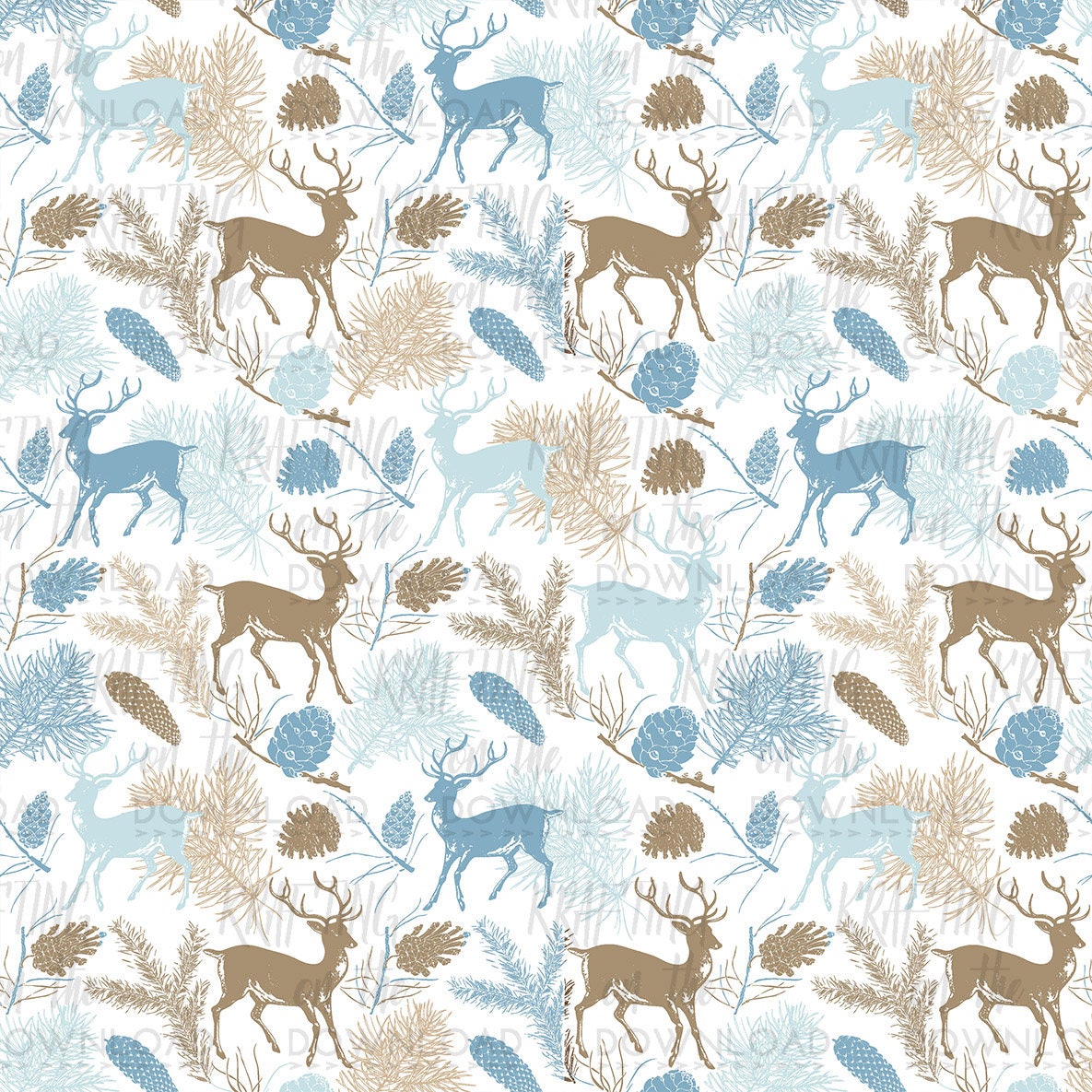 Christmas Blue Paper Pack Reindeer Paper Pack Reindeer Digital - Etsy