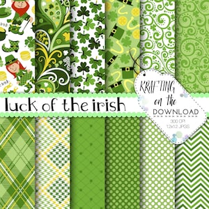 St Patricks Day Digital Paper St Patrick Scrapbooking Papers Shamrock ...