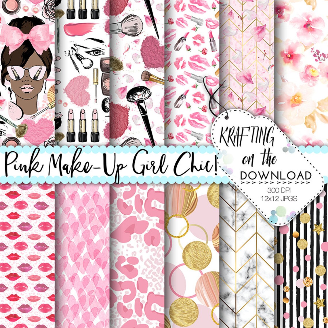 Make up Paper Pack Makeup Paper Watercolor Makeup Digital - Etsy