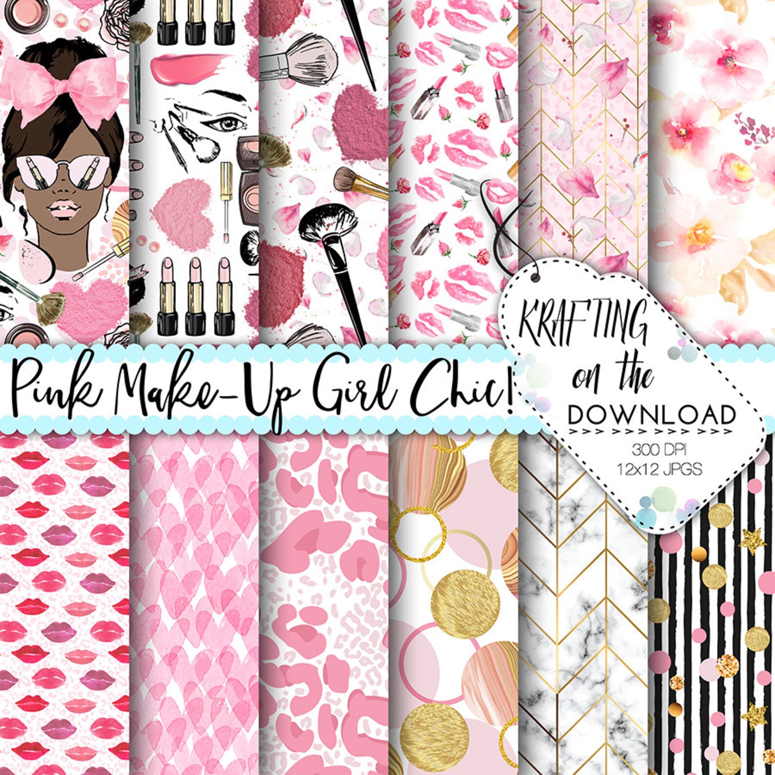 Make up Paper Pack Makeup Paper Watercolor Makeup Digital - Etsy