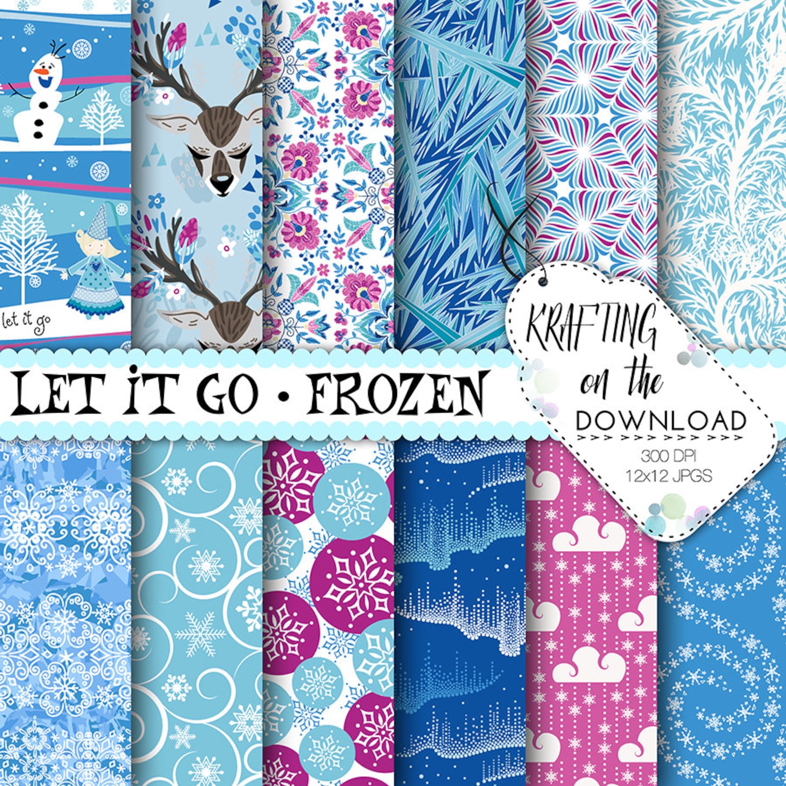 Frozen Inspired Paper Pack Frozen Digital Paper Frozen - Etsy