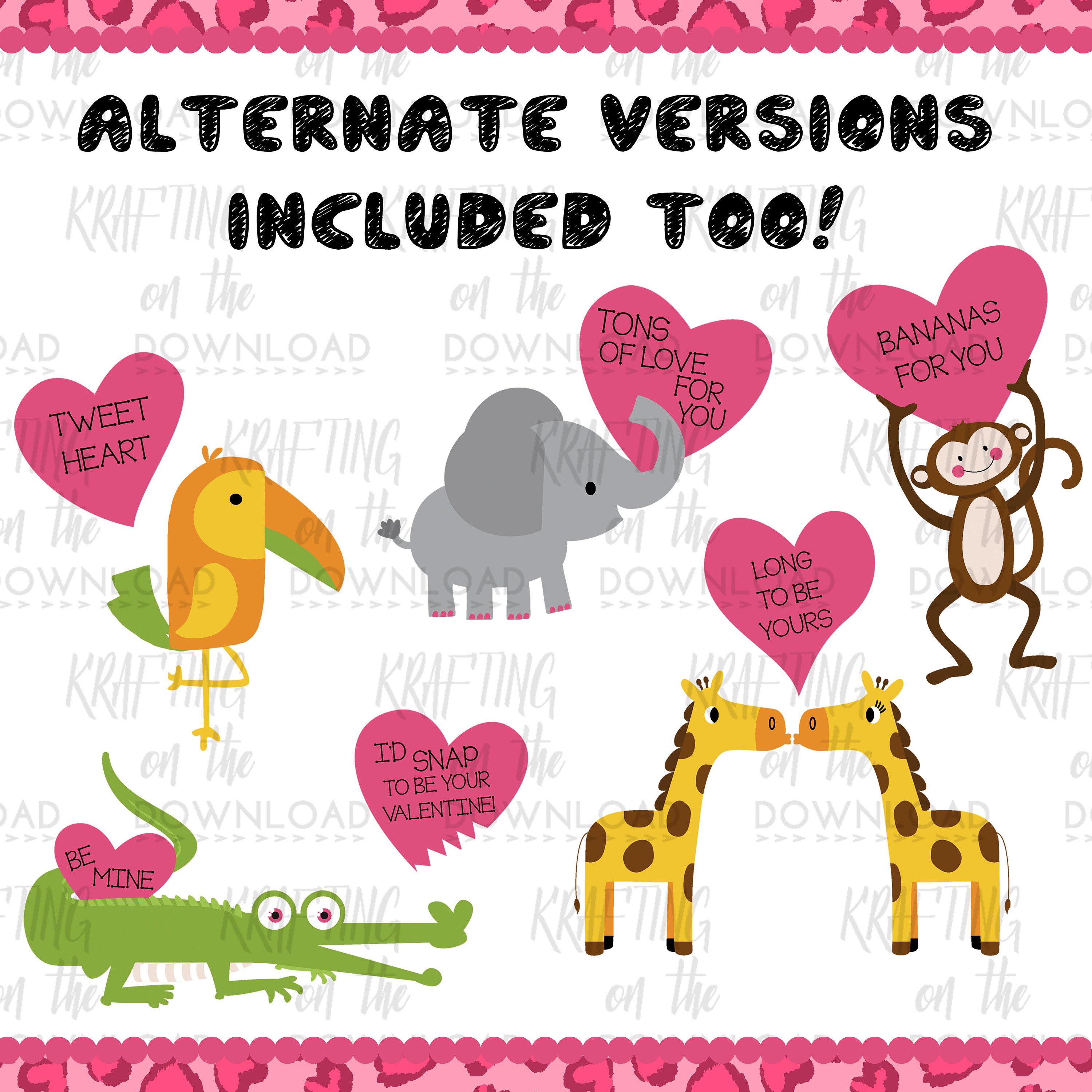 Valentine clipart set jungle love clip art set plus BONUS | Etsy
