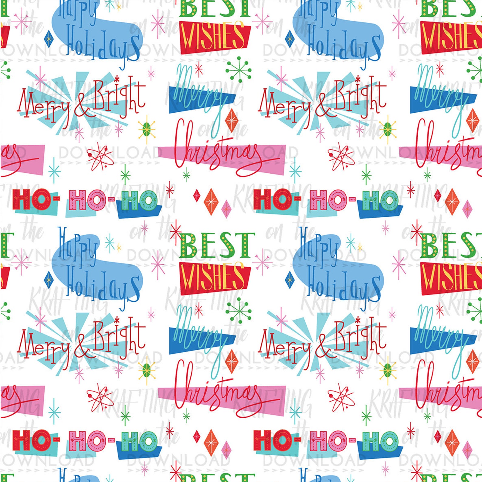 Retro Christmas Paper Pack Mid Century Christmas Modern - Etsy