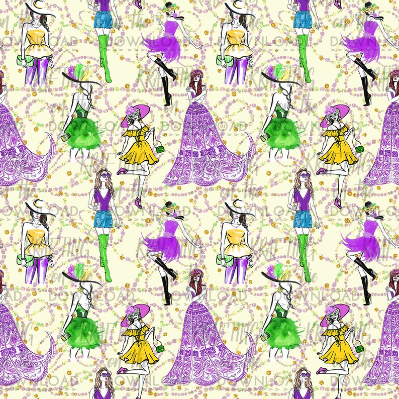 Mardi Gras Digital Paper Watercolor Mardi Gras Paper Pack - Etsy