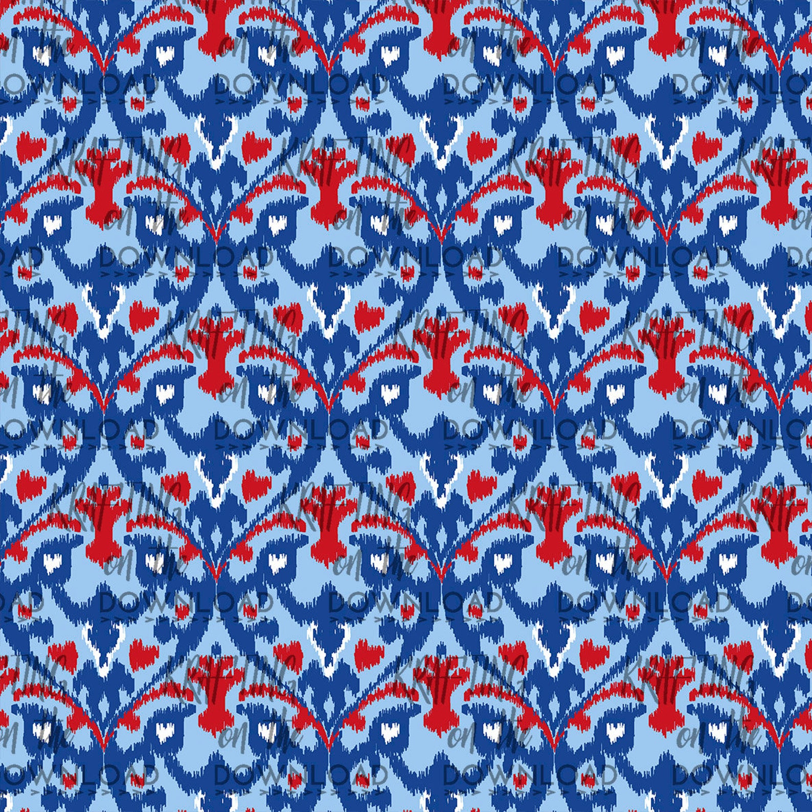 Red White and Blue Digital Paper Pack Ikat Design Red Blue - Etsy