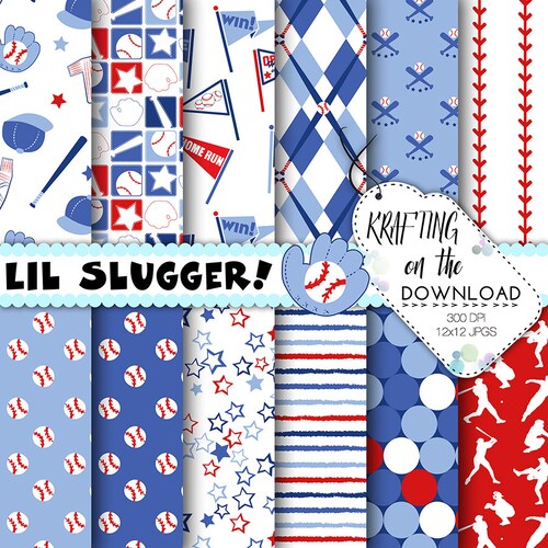 Baseball Paper Pack Lil' Slugger Baseball Digital Paper - Etsy