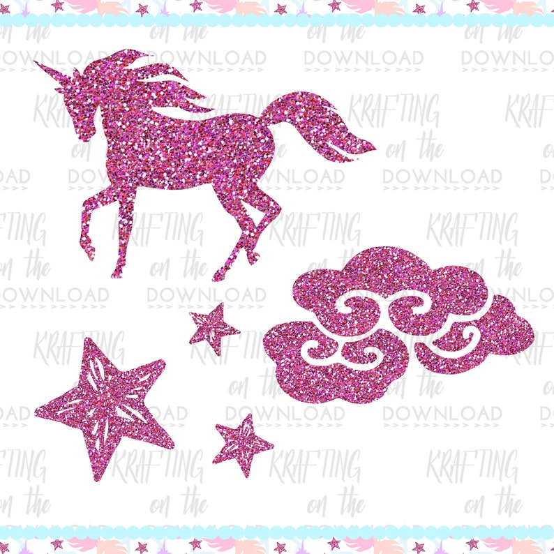 Unicorn Clipart Pink Glitter Unicorn Clip Art Princess Pastel | Etsy