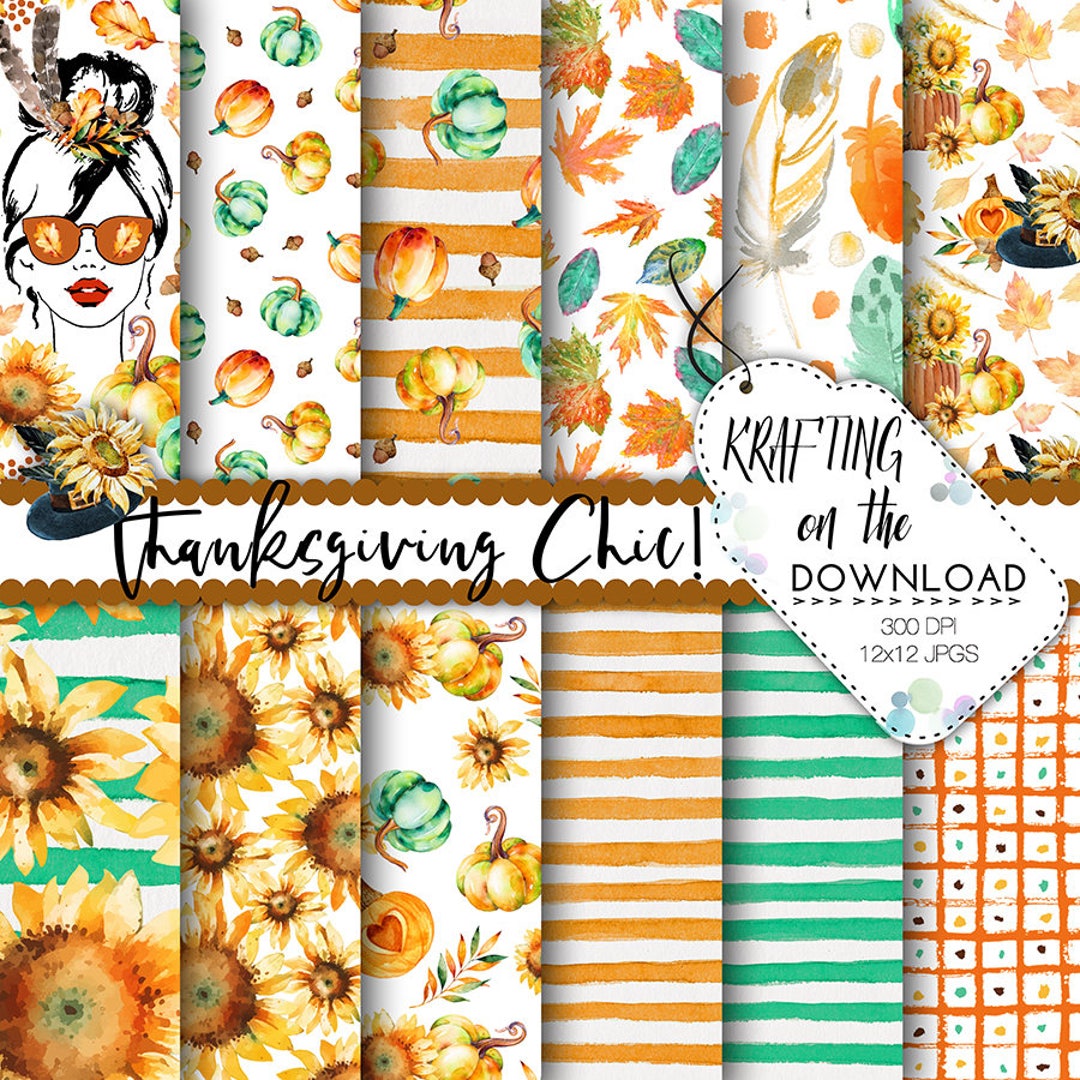 Thanksgiving Paper Pack Watercolor Thanksgiving Paper Pack Thanksgiving ...