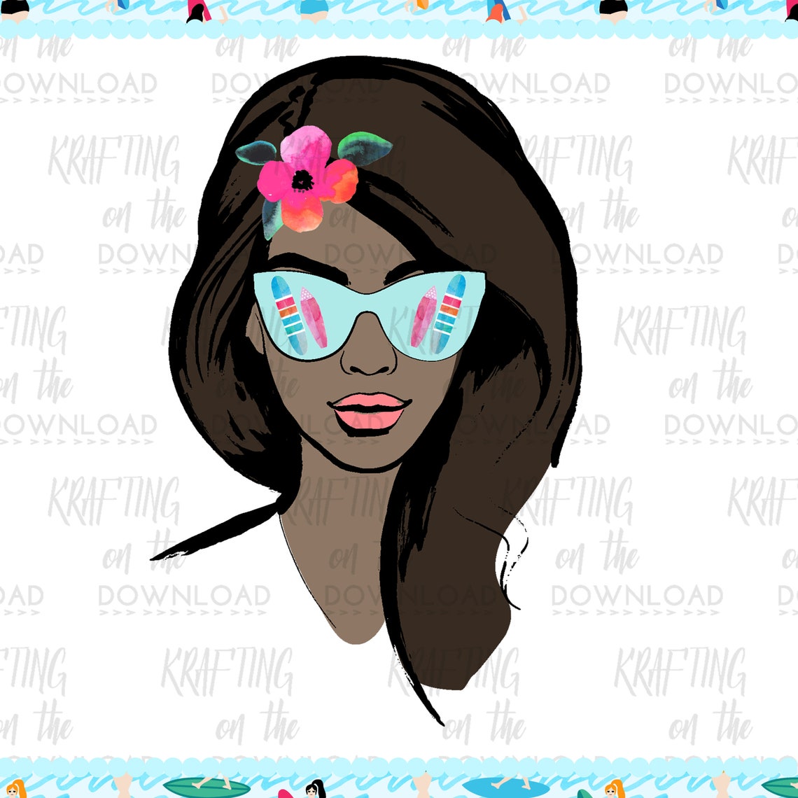 Watercolor Surf Girl Clipart Png File Watercolor Surfer Girl Art Set ...