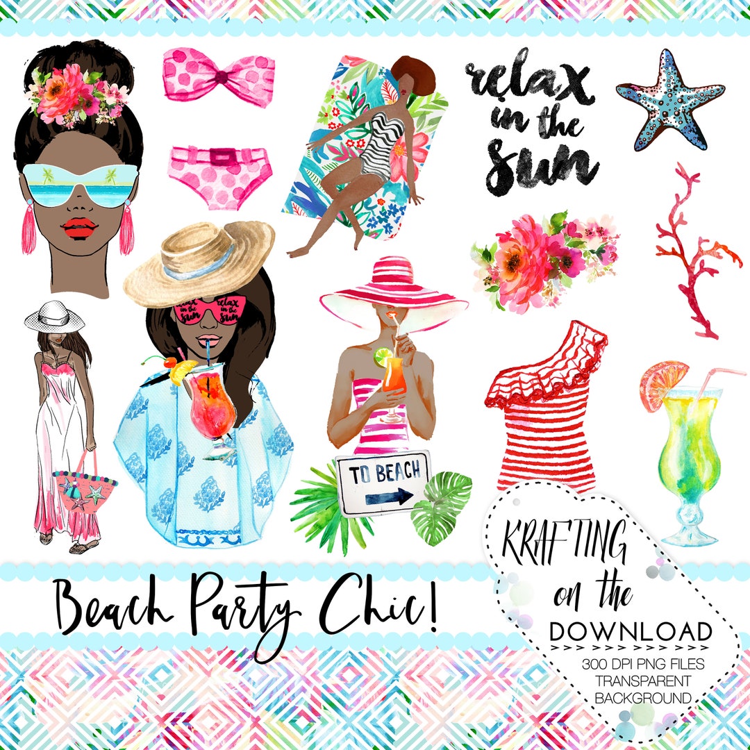 Watercolor Beach Girl Clipart Png File Watercolor Beach Girl Clip Art ...