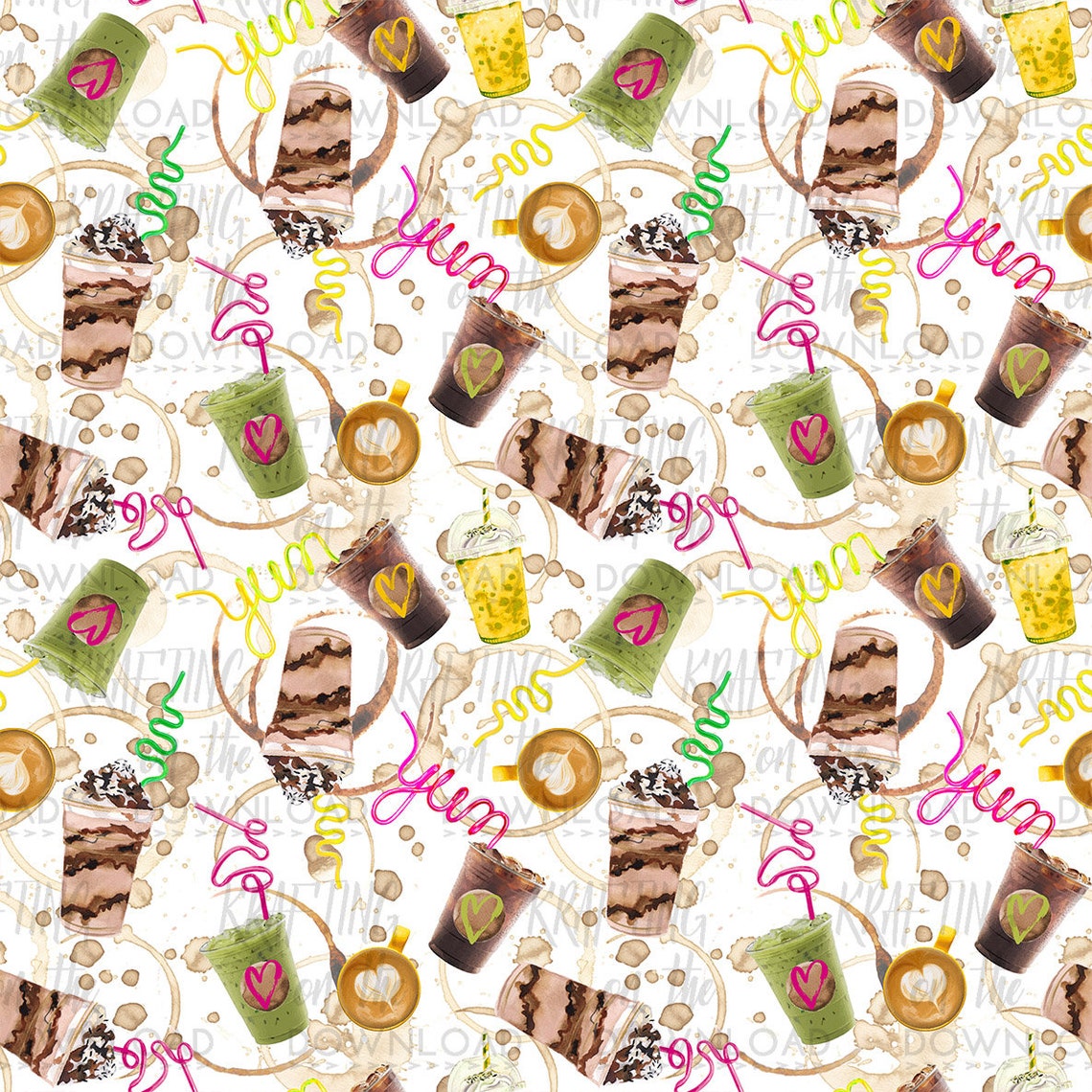 Watercolor Iced Coffee Paper Pack Watercolor Coffee Digital Paper ...