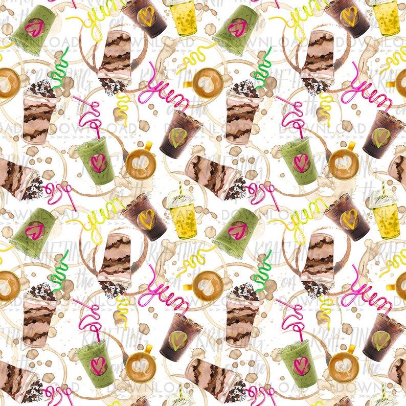 Watercolor Iced Coffee Paper Pack Watercolor Coffee Digital Paper ...