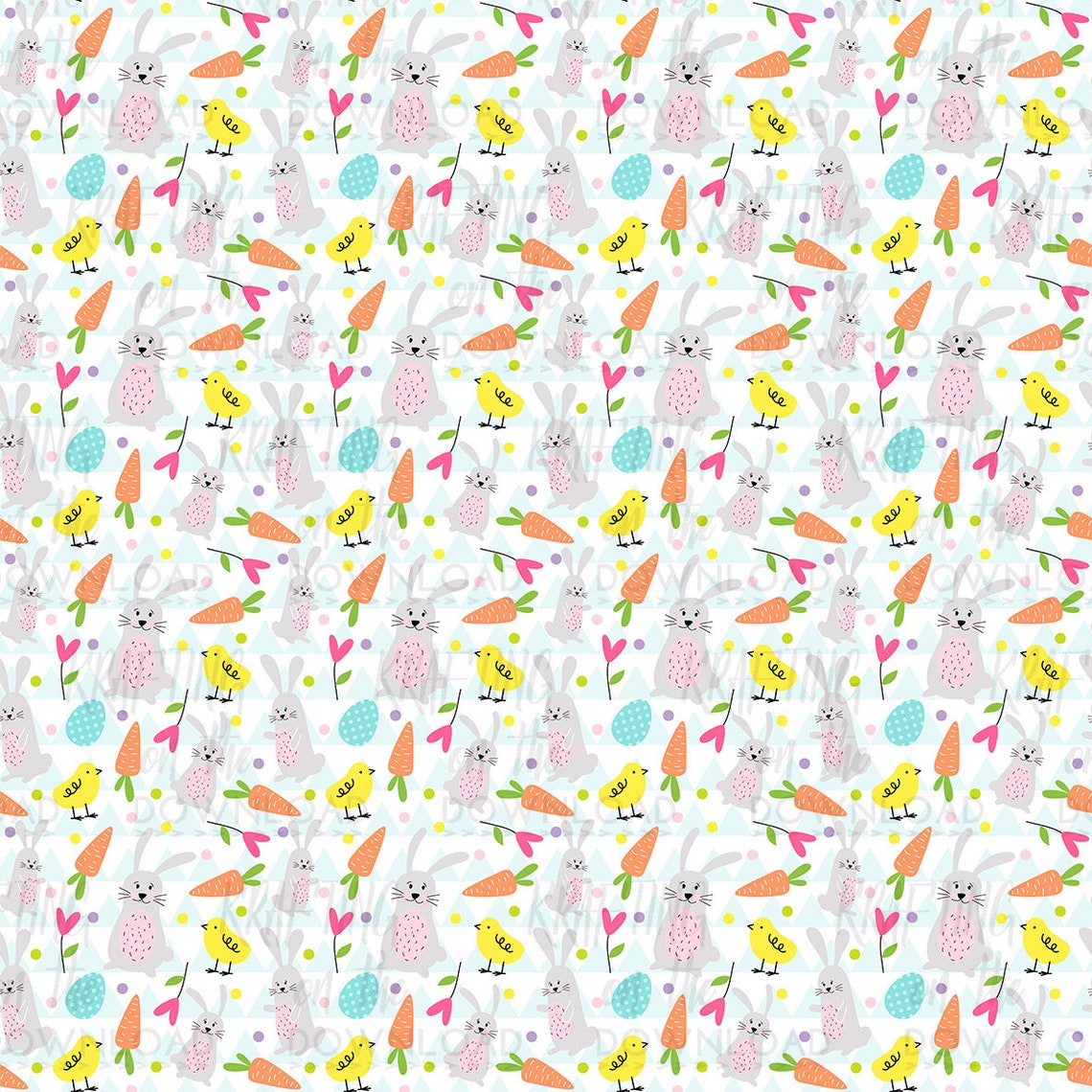 Easter Bunny Paper Pack Bright Easter Bunny Digital Paper Cute Easter ...