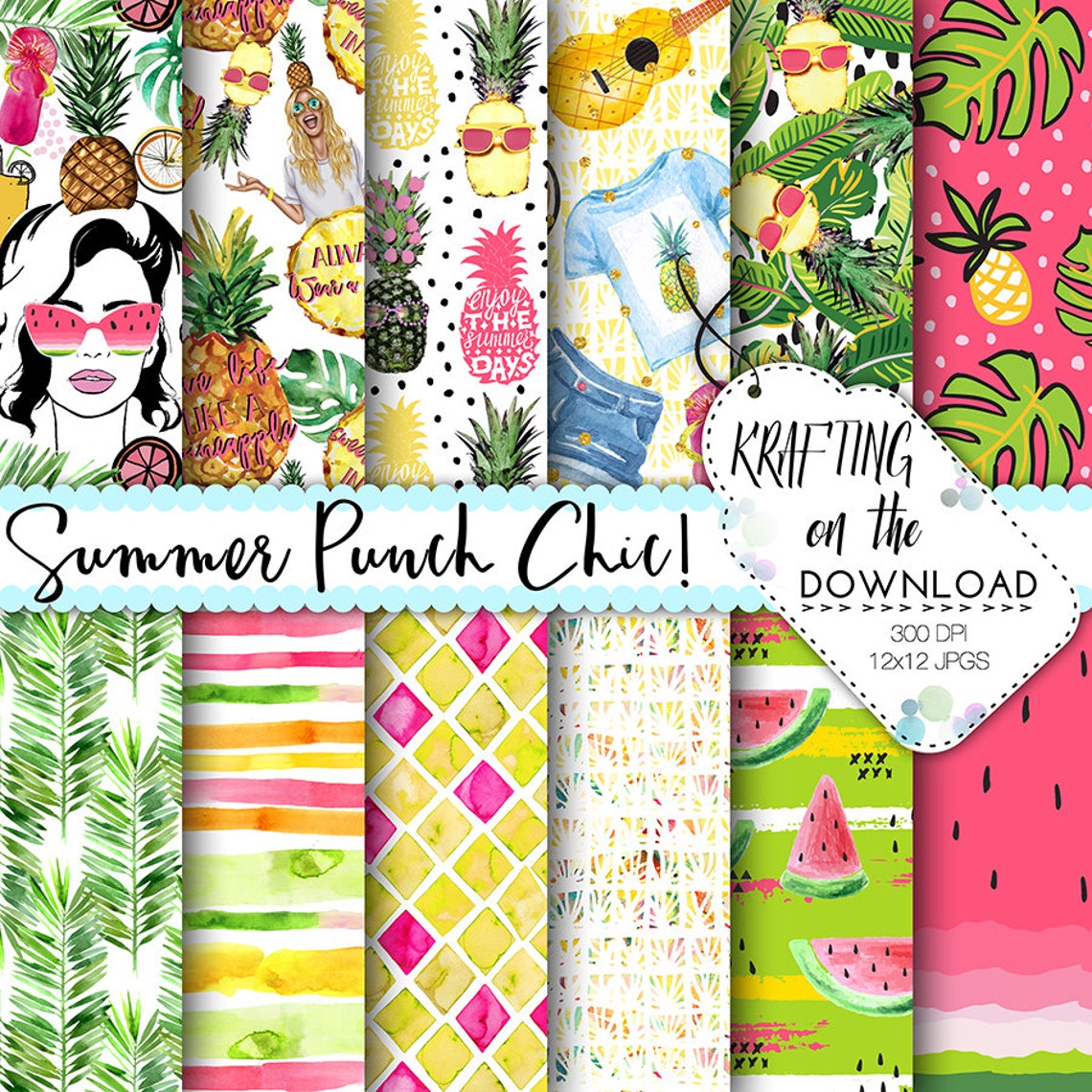Summer Paper Pack Watercolor Summer Planner Girl Paper Pack | Etsy