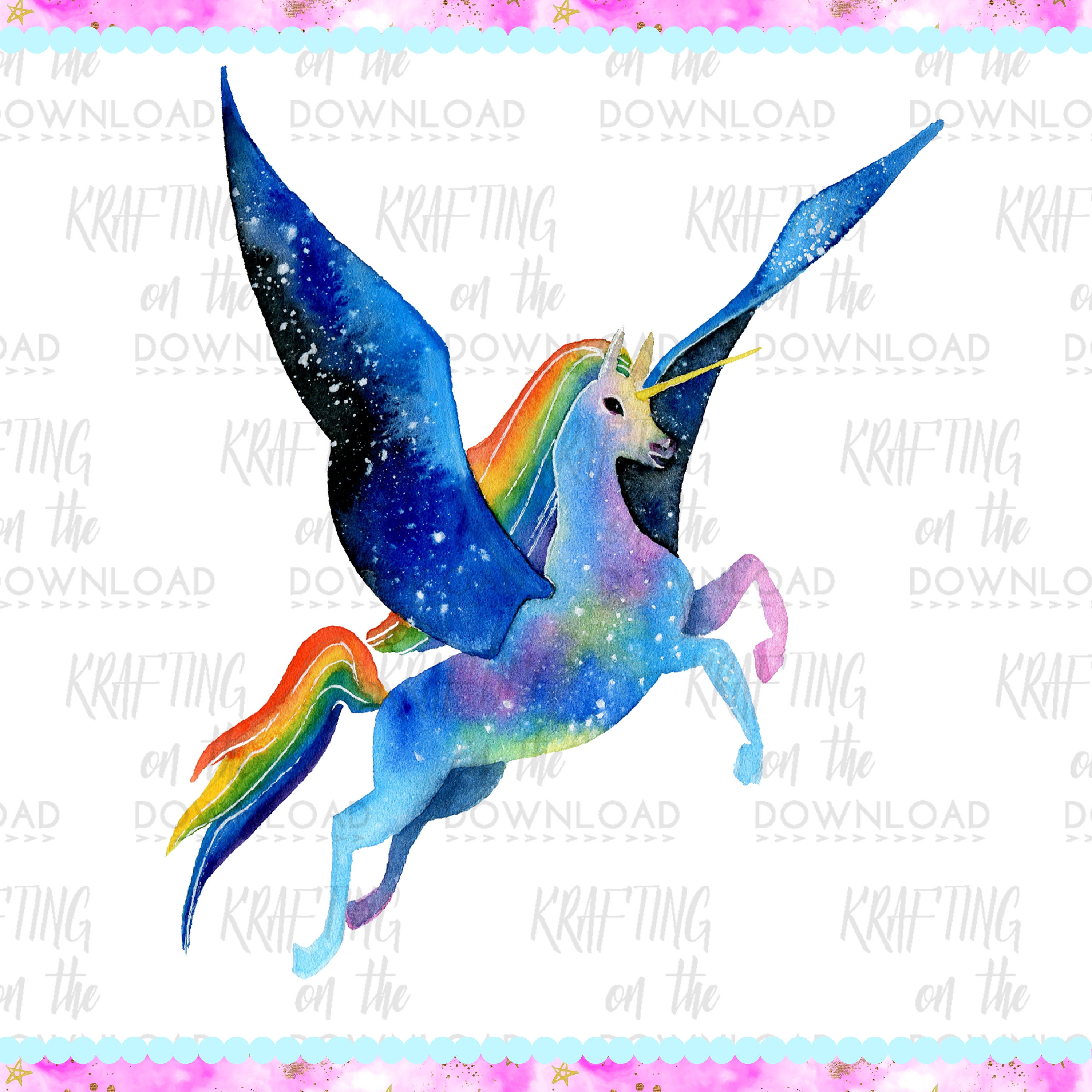 Unicorn Clipart Watercolor Unicorn Clip Art Bright Unicorn | Etsy