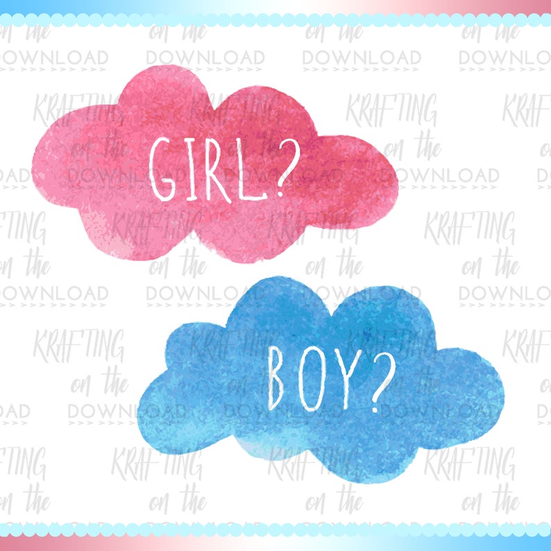 Gender Reveal Clipart Set Watercolor Gender Reveal Clip Art Etsy