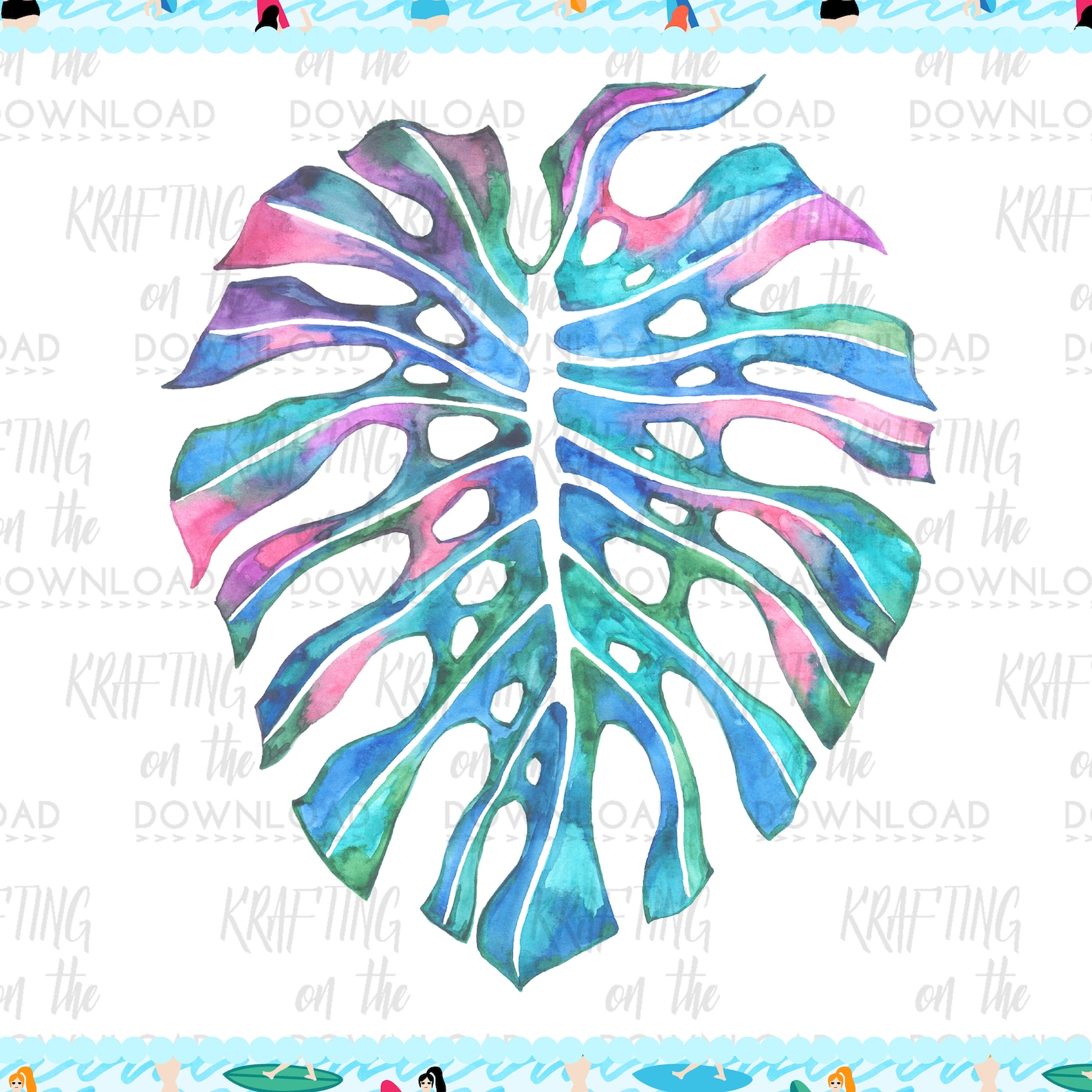 Watercolor Surf Girl Clipart Png File Watercolor Surfer Girl Art Set ...