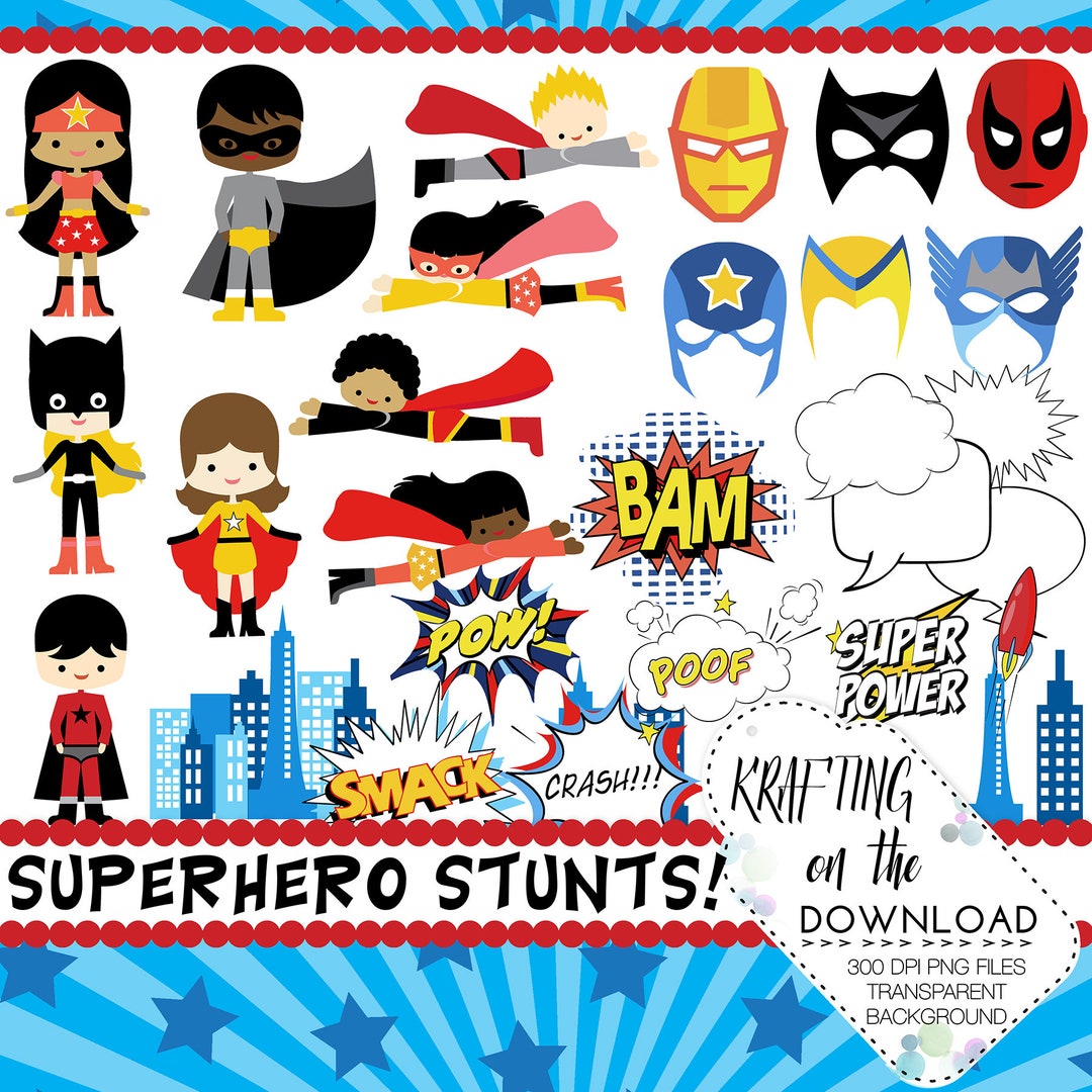 Superhero Clip Art Set Superhero Clipart Superheroes Png Clipart ...