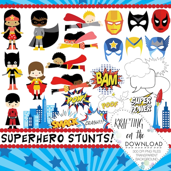 Superhero Clip Art - Etsy