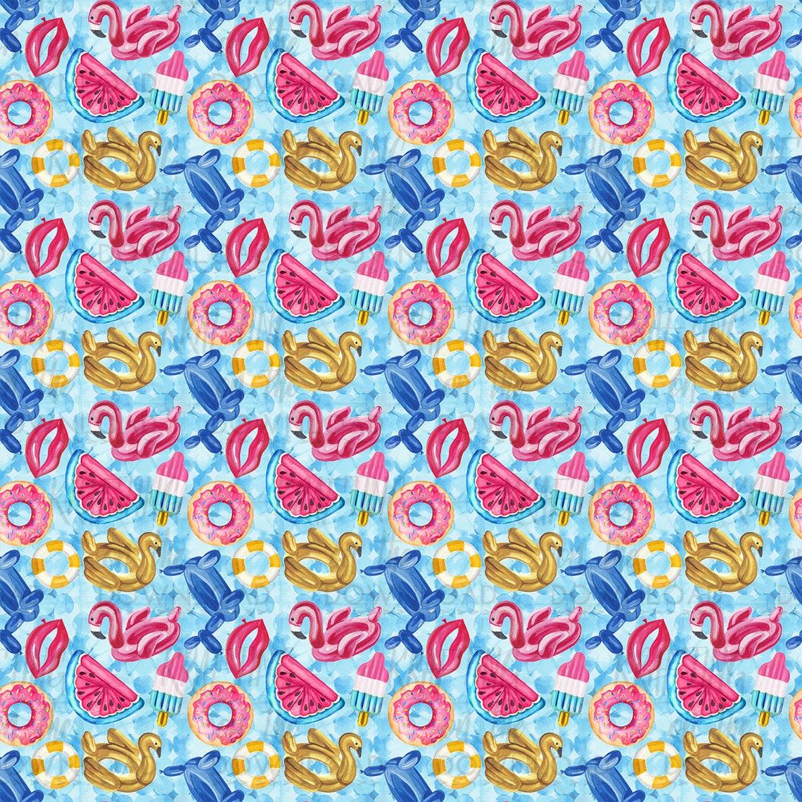 Summer Planner Girl Paper Pack Pool Party Paper Pack Watercolor Summer ...