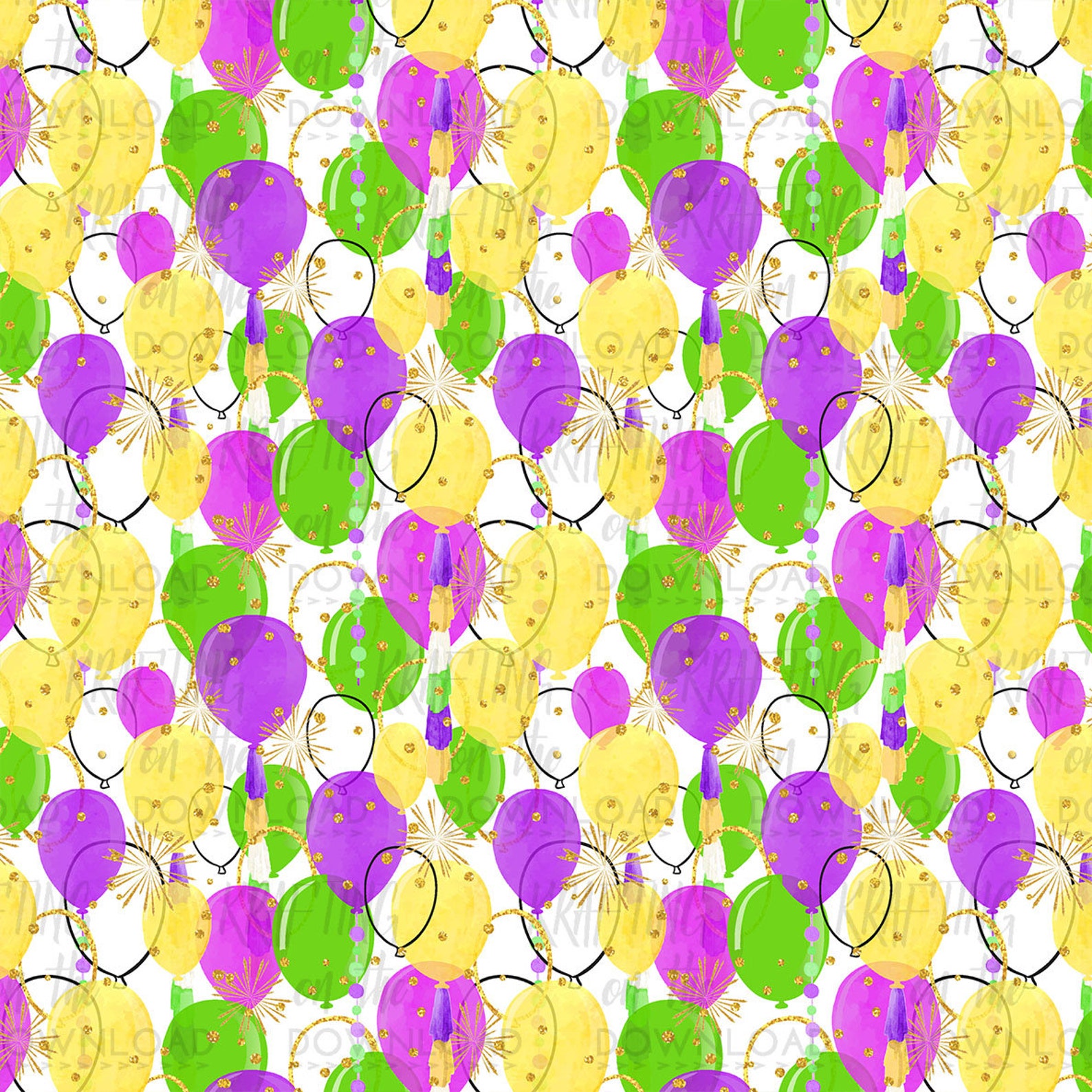 Mardi Gras Digital Paper Watercolor Mardi Gras Paper Pack | Etsy