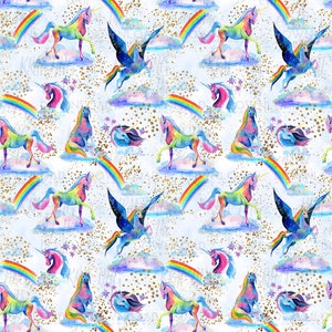 Unicorn Paper Pack Bright Watercolor Unicorn Digital Paper Watercolor ...