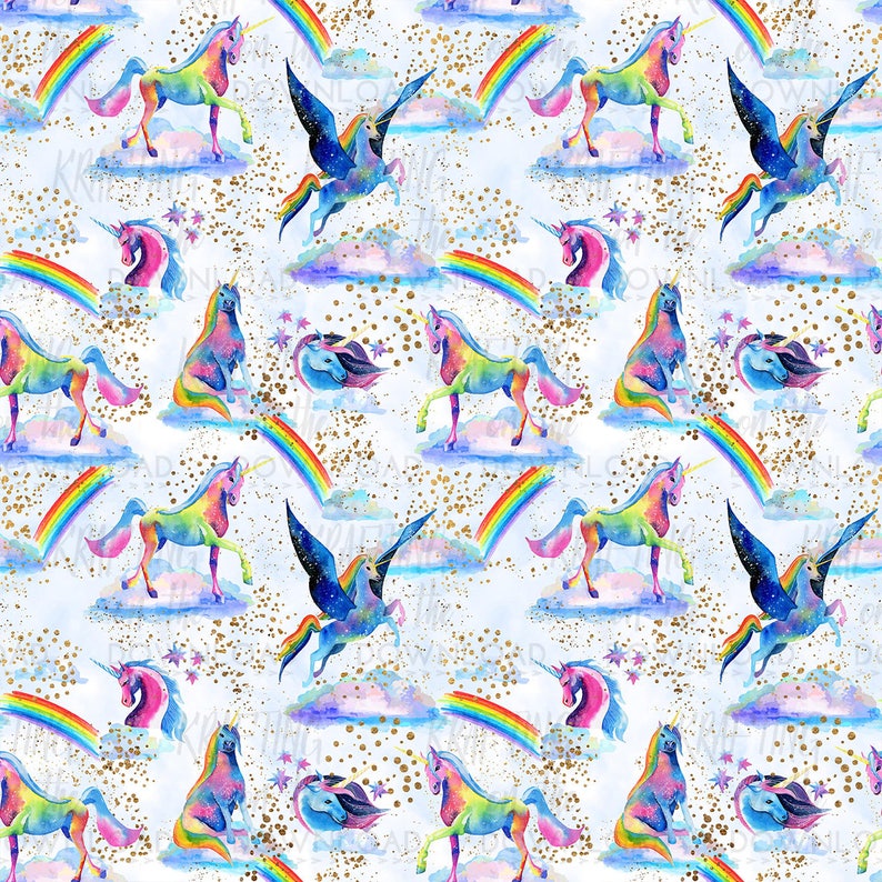 Unicorn Paper Pack Bright Watercolor Unicorn Digital Paper Watercolor ...