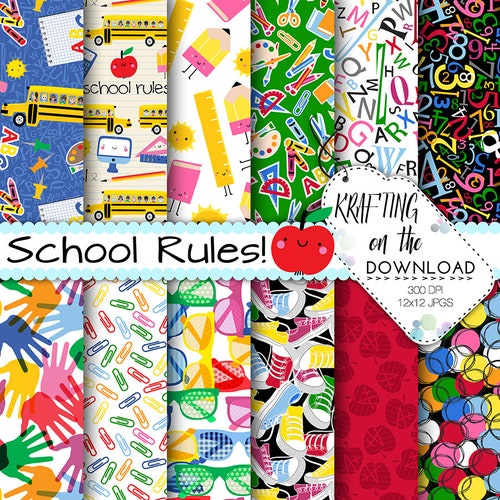 School Digital Paper Back to School Scrapbook Backgrounds - Etsy