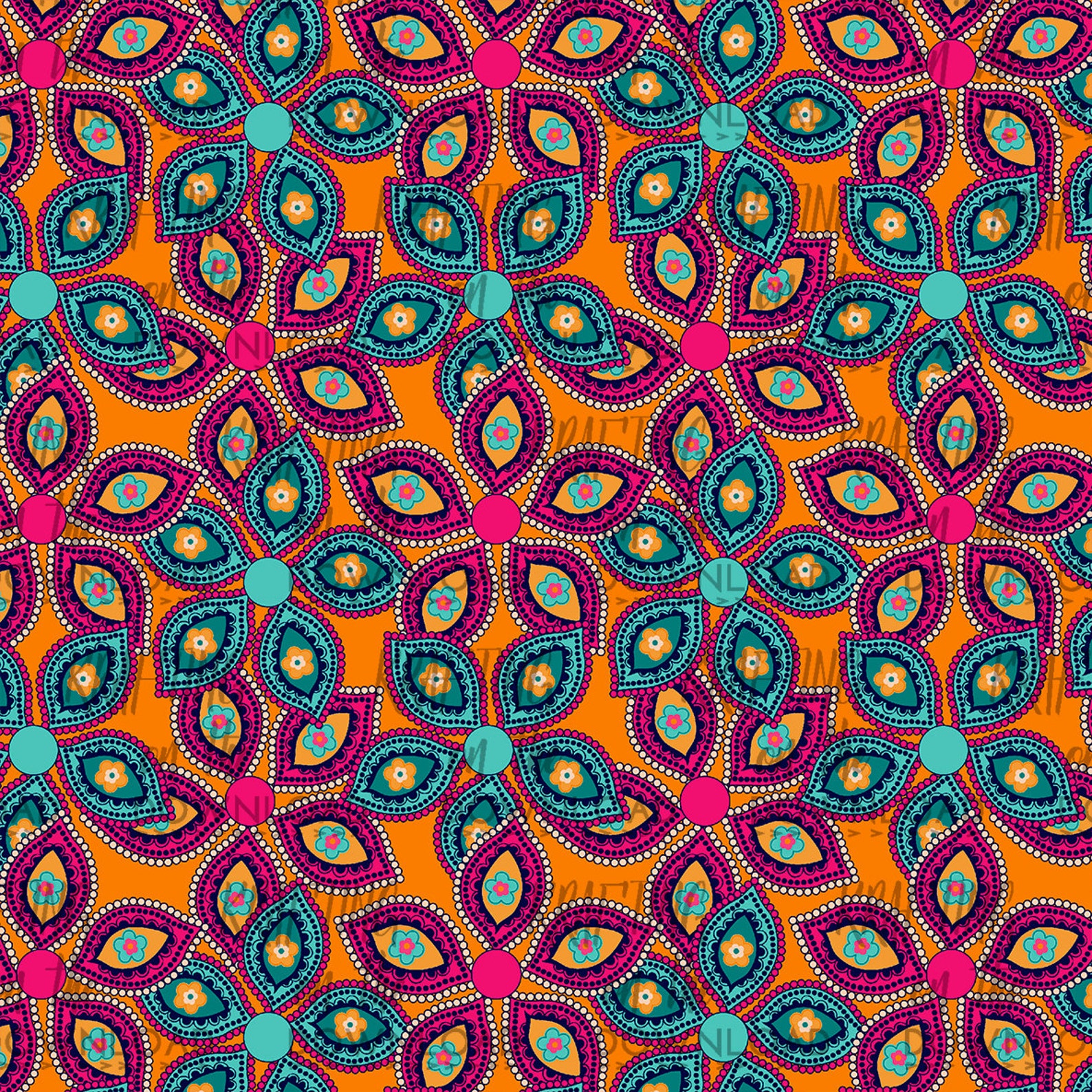 Pink and Navy Elephant Digital Paper Pack Paisley Boho Floral Boho Chic ...