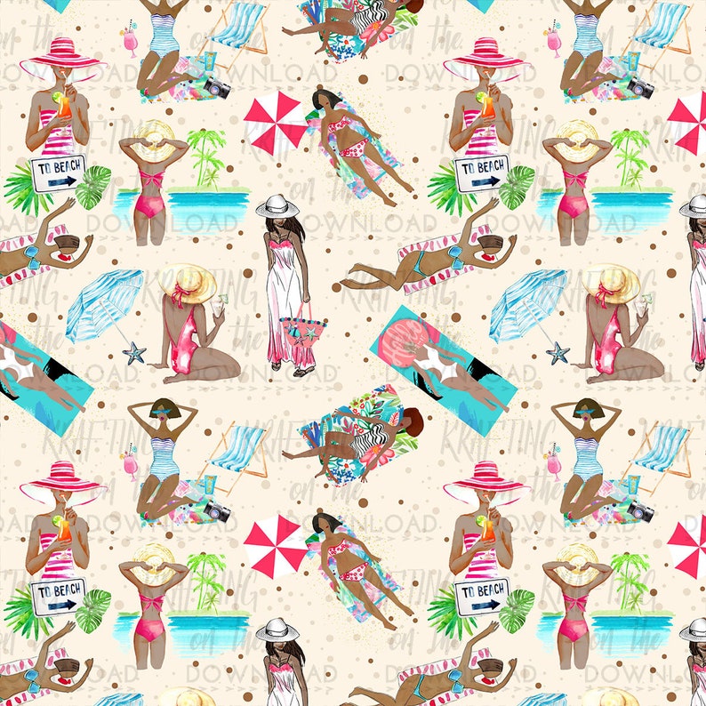 Watercolor Beach Girl Paper Pack Beach Digital Paper Beach | Etsy