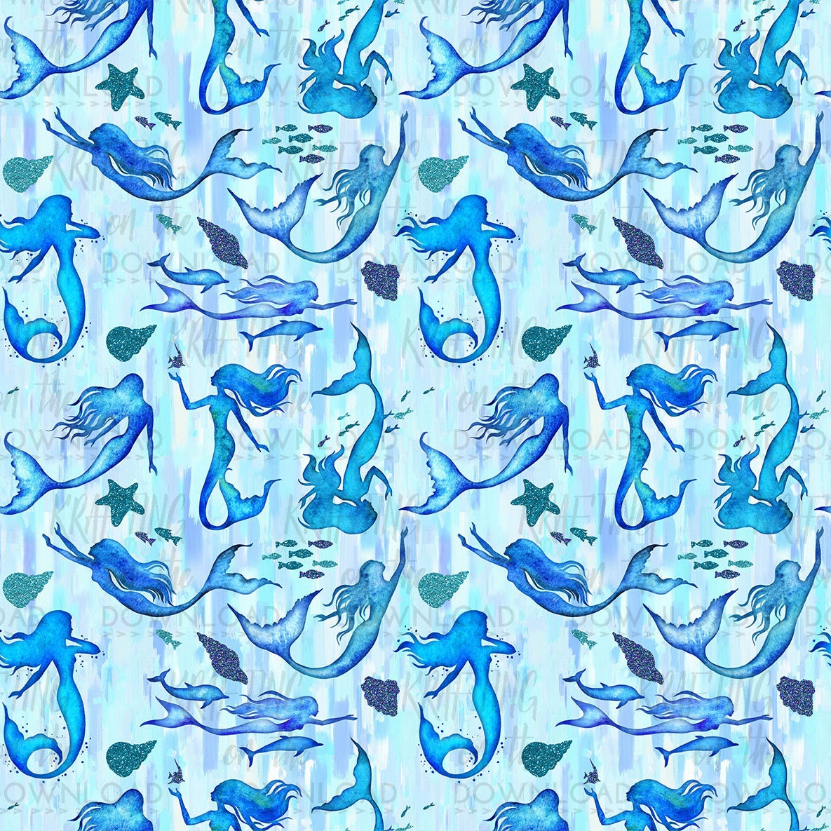 Mermaid Paper Pack Watercolor Mermaid Digital Paper Mermaid | Etsy