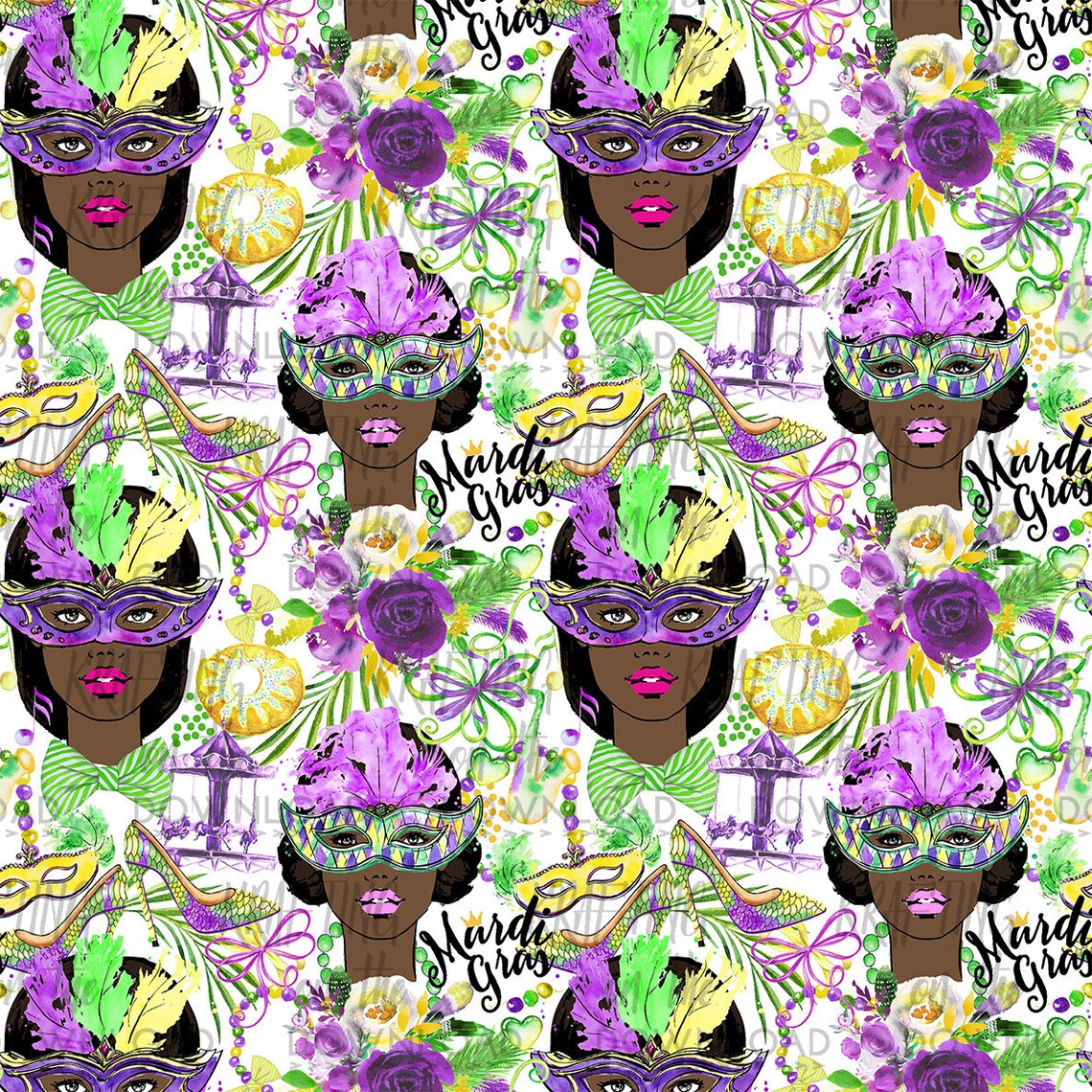 Mardi Gras Digital Paper Watercolor Mardi Gras Paper Pack Watercolor ...