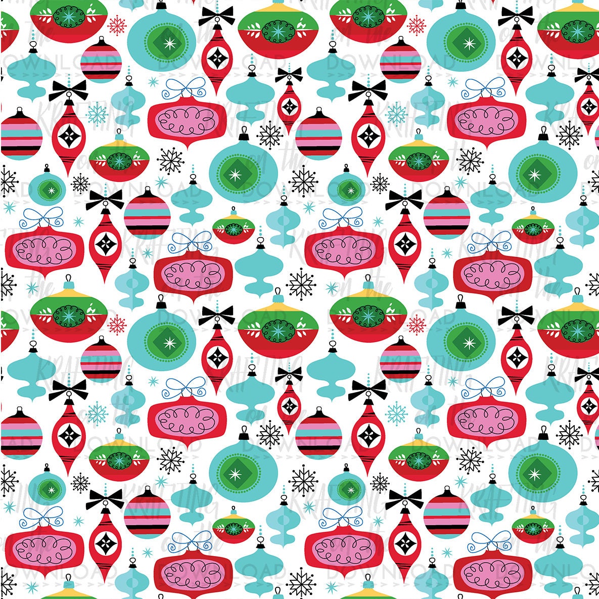 Retro Christmas Paper Pack Mid Century Christmas Modern | Etsy