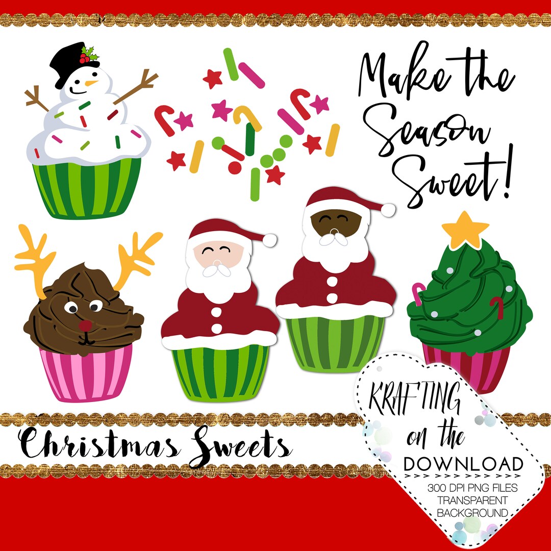 Christmas Cupcakes Clip Art Set Holiday Baking Png Clip Art Cute ...