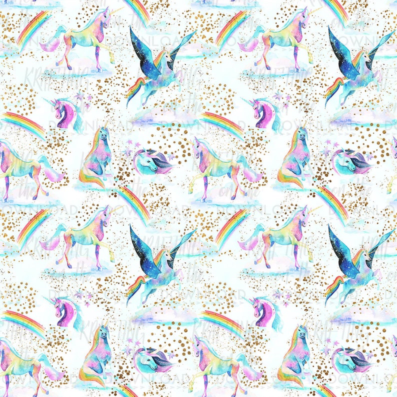 Unicorn Paper Pack Watercolor Unicorn Digital Paper Watercolor | Etsy