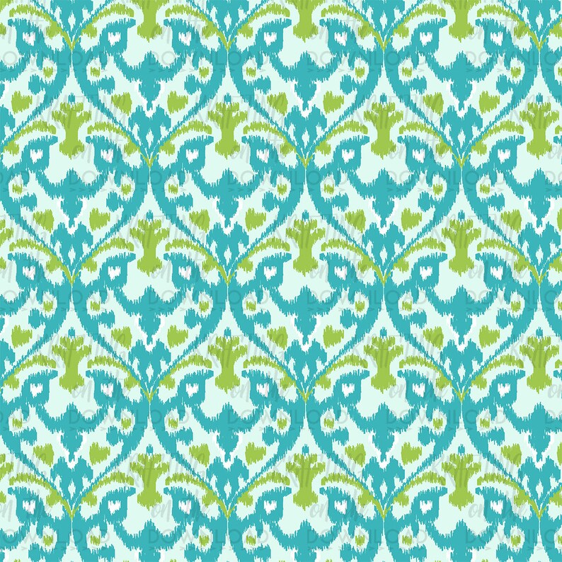 Turq and Lime Digital Paper Pack Ikat Design Turq Lime Green Chocolate ...
