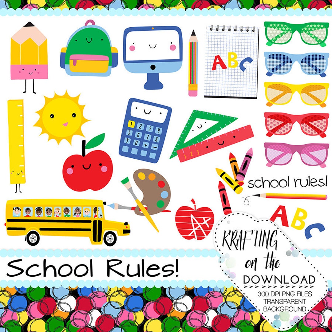 School Rules Clipart Set Back to School Clip Art Teacher Clipart Png ...