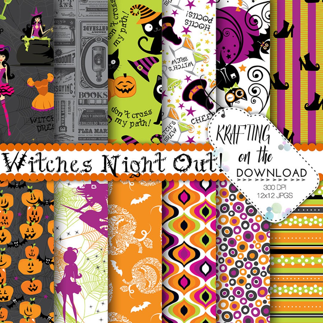 Halloween Paper Pack Halloween Digital Paper Halloween Witch Paper Pack ...
