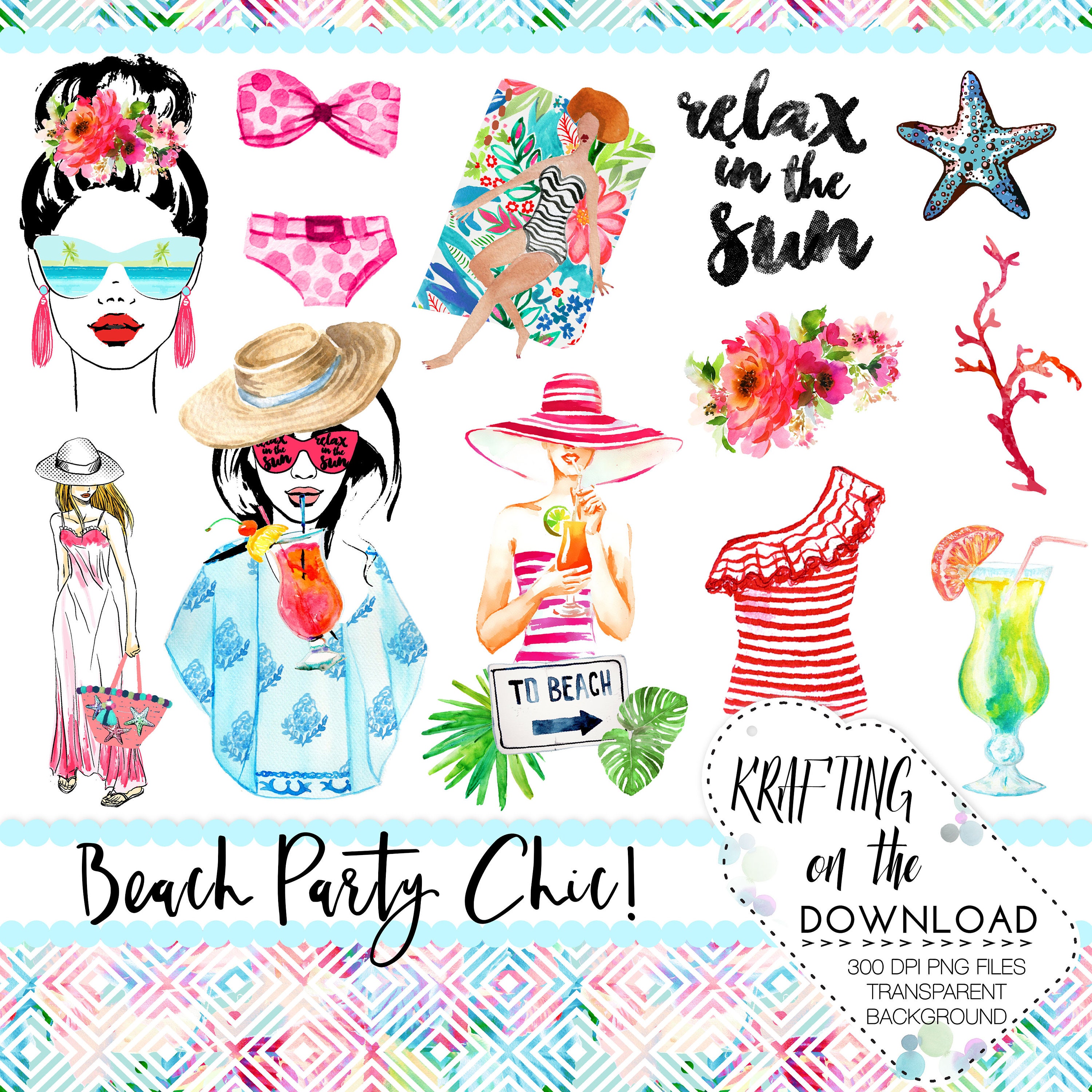 Watercolor Beach Girl Clipart Png File Watercolor Beach Girl Clip Art ...